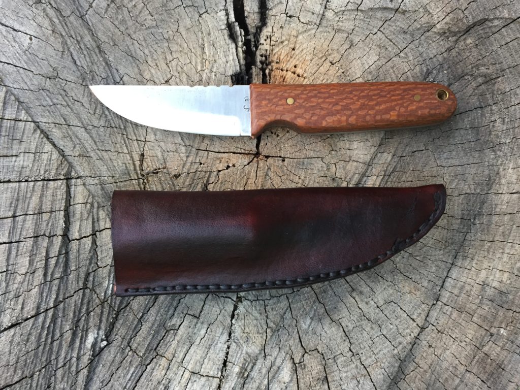 Custom Scout Trail Knife with Leopard Wood Grips - Chapple Cutler ...